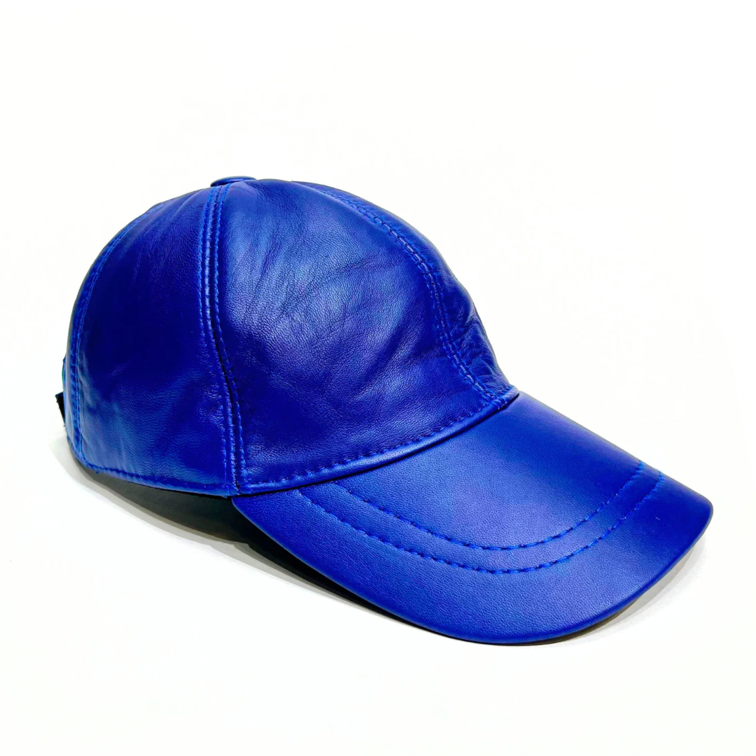 Navy blue leather cap – Doku